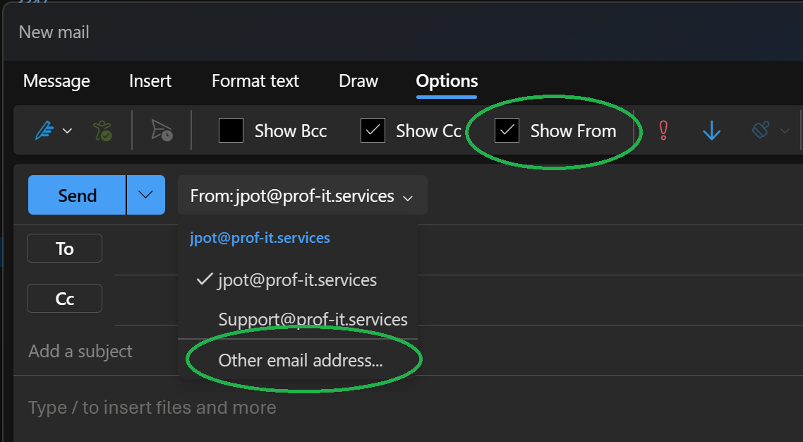 Send email from a second email address, Alias or shared mailbox with ...